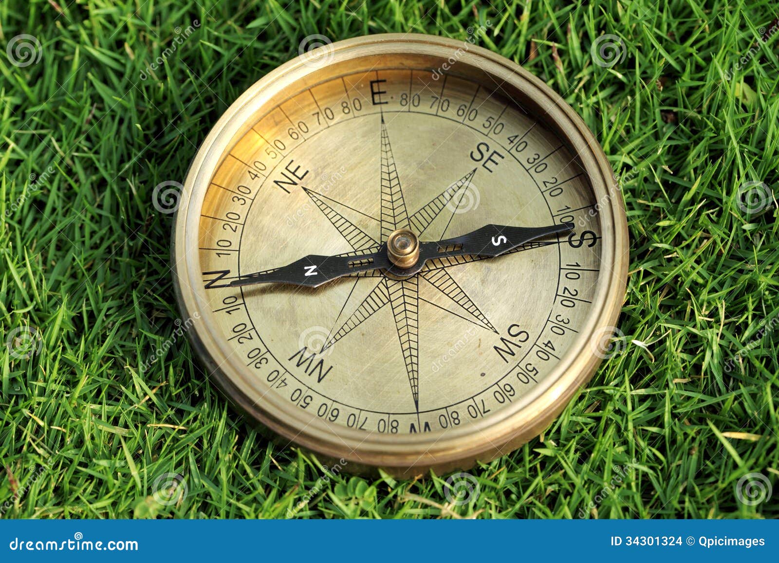 Directional compass stock photo. Image of guidance, grass - 34301324