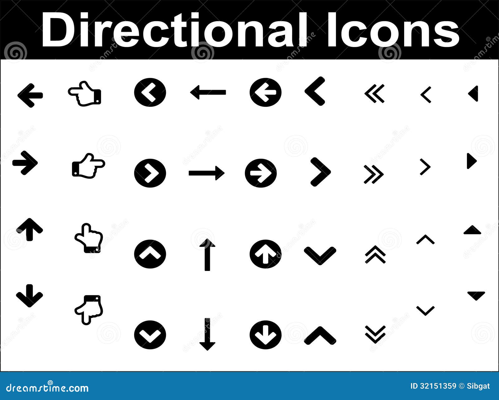 Directional icons set. stock vector. Illustration of graphic - 32151359