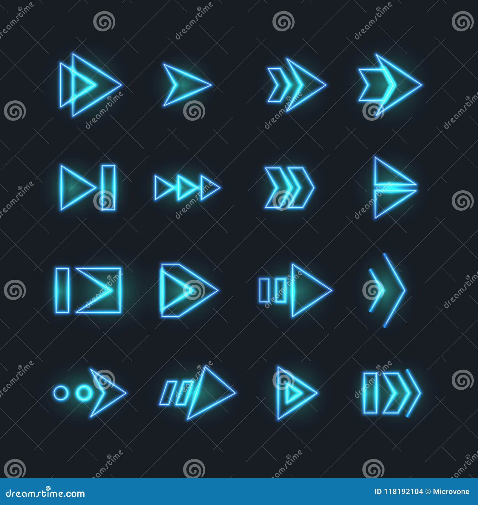 Directional Neon Arrows. Pointers, Orientation Arrowhead With ...