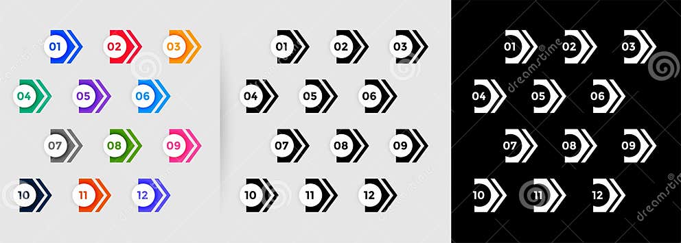 Directional Numbered Buller Points Set Stock Vector - Illustration of ...