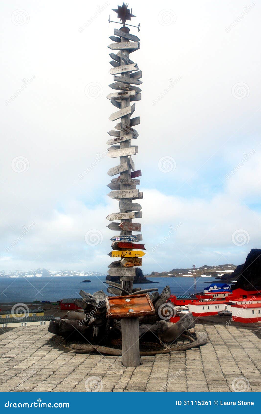 Directional Sign in Antarctica Stock Image - Image of point ...