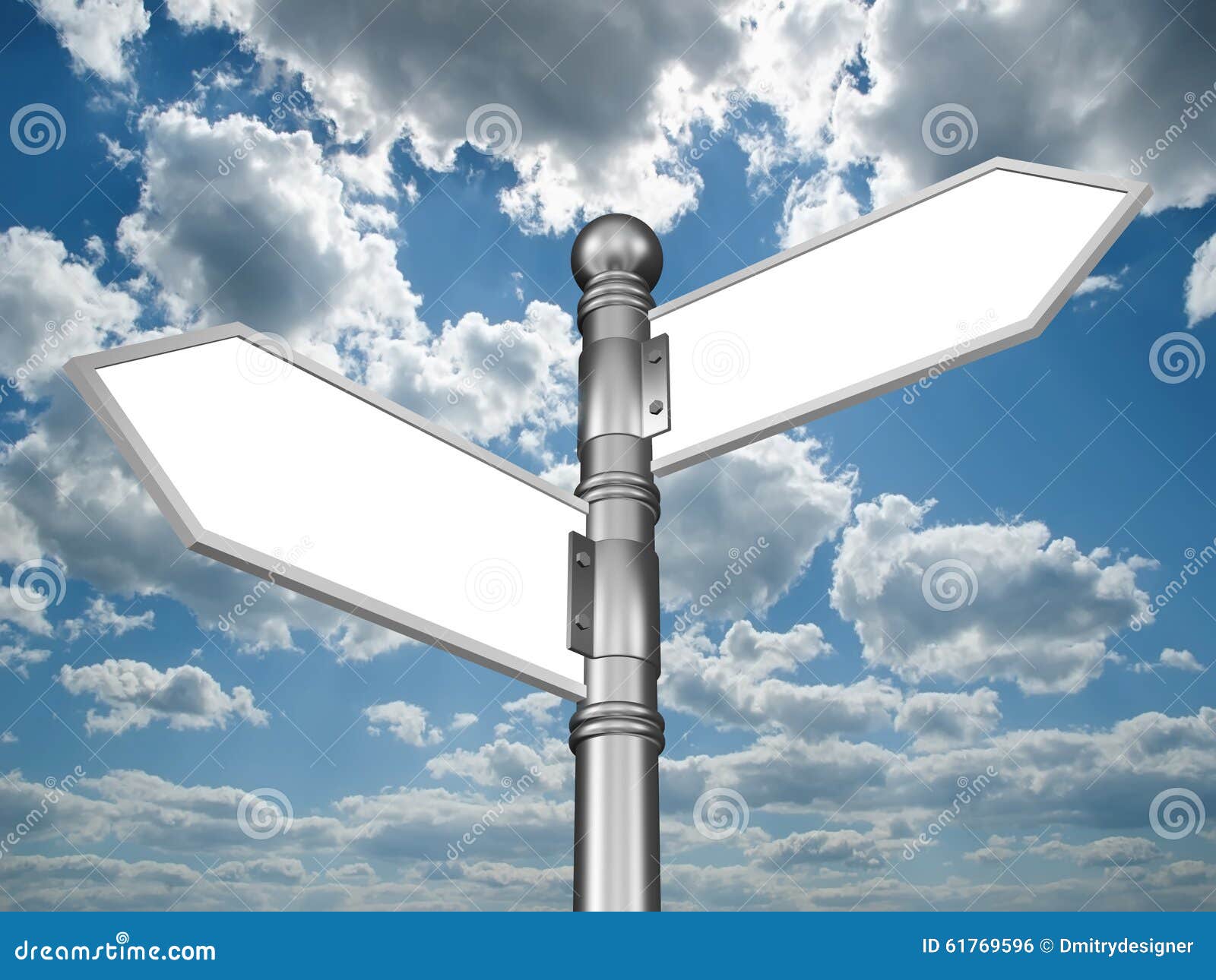 Directional Sign on a Background of Clouds Stock Illustration ...