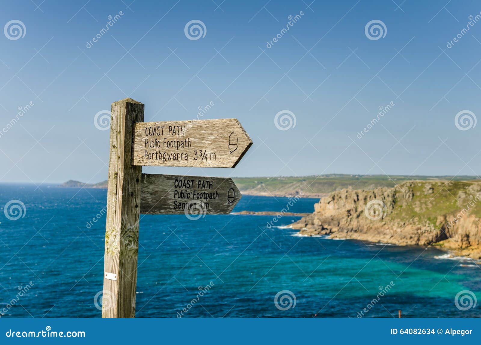 Directional Sign on a Coastal Path Stock Photo - Image of ocean ...