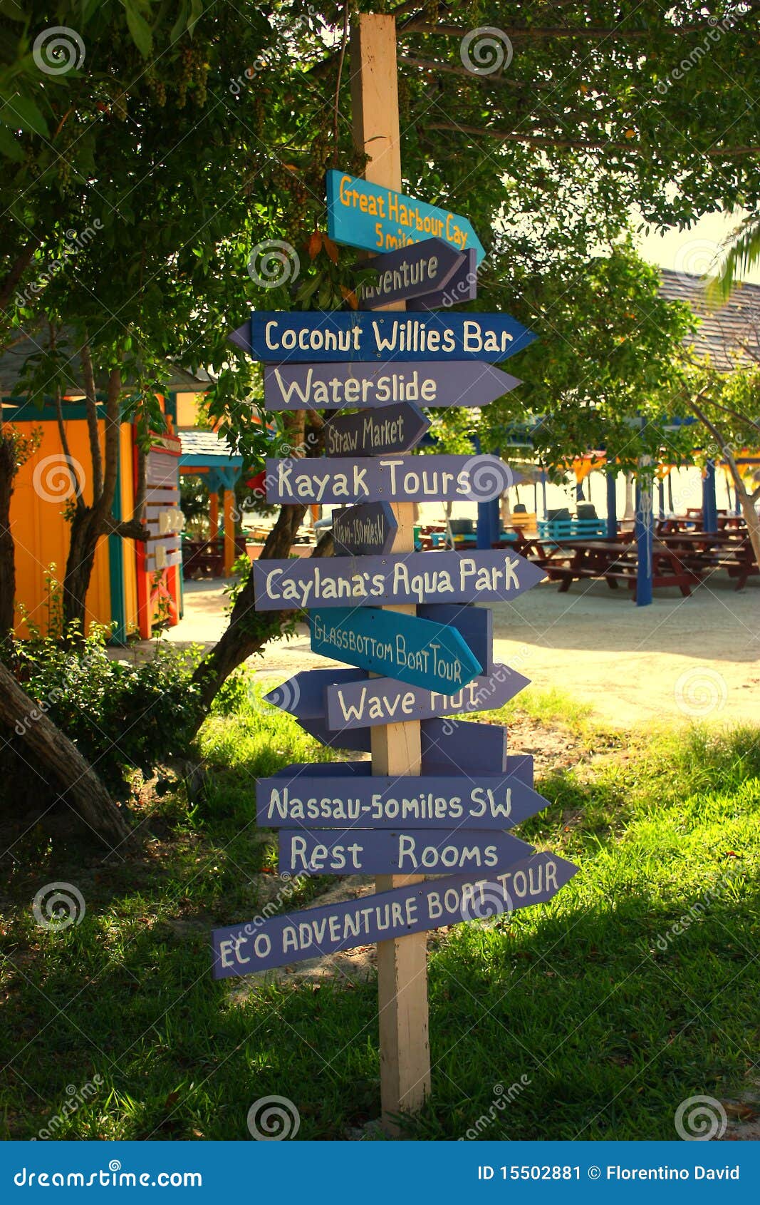 Directional Sign Post in Coco Cay Stock Image - Image of bahamas ...