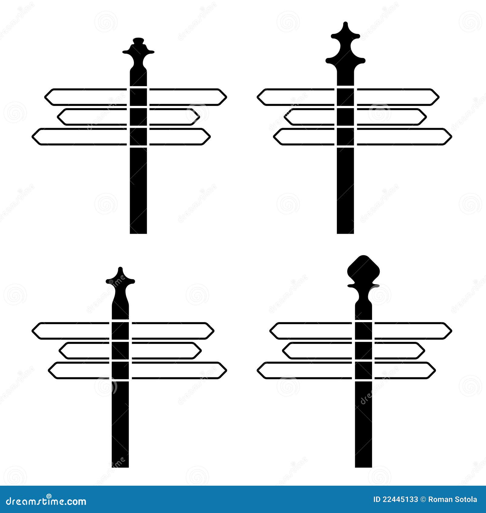 Directional Signpost Silhouettes Cartoon Vector | CartoonDealer.com ...