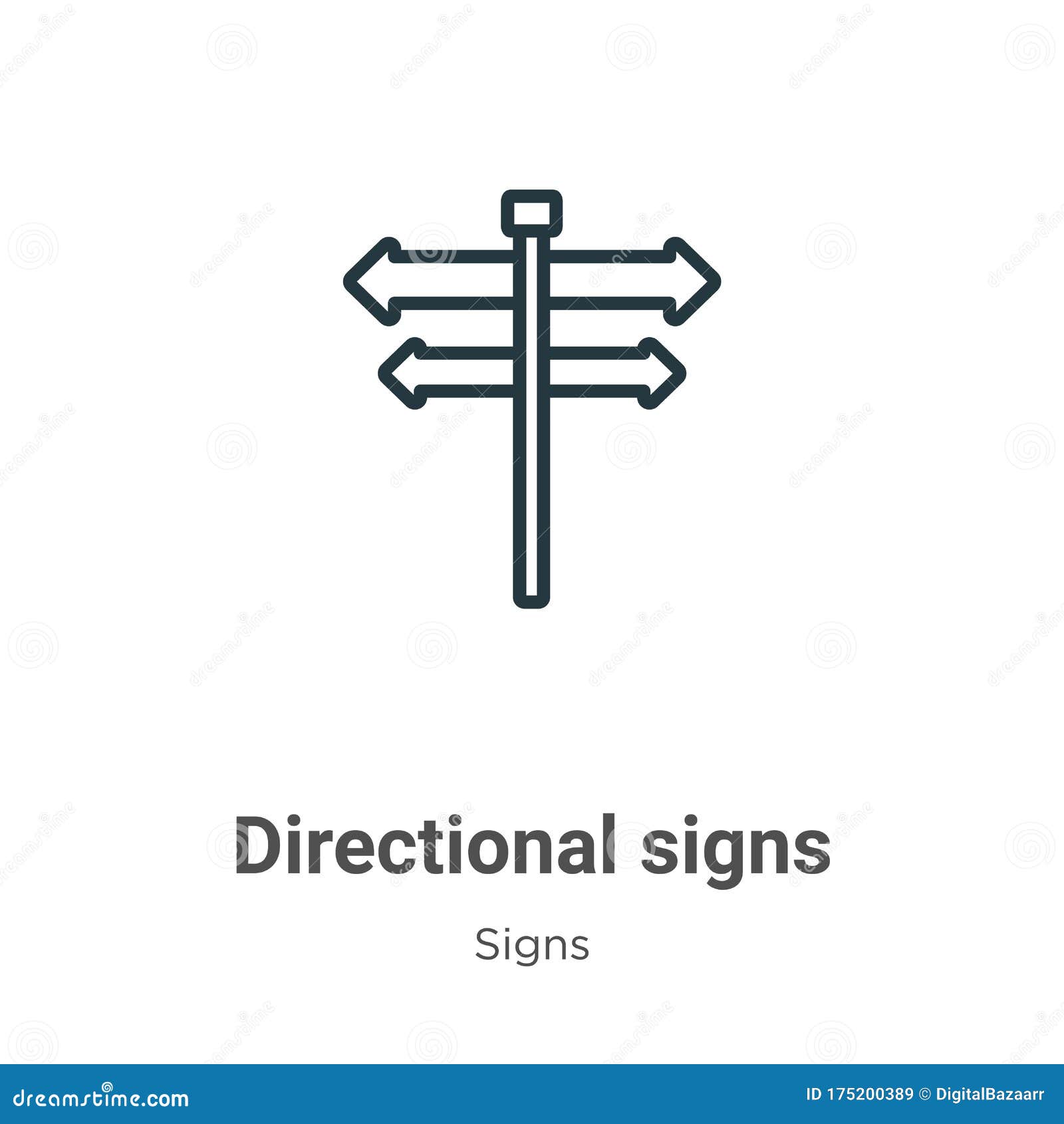 Directional Signs Outline Vector Icon. Thin Line Black Directional ...