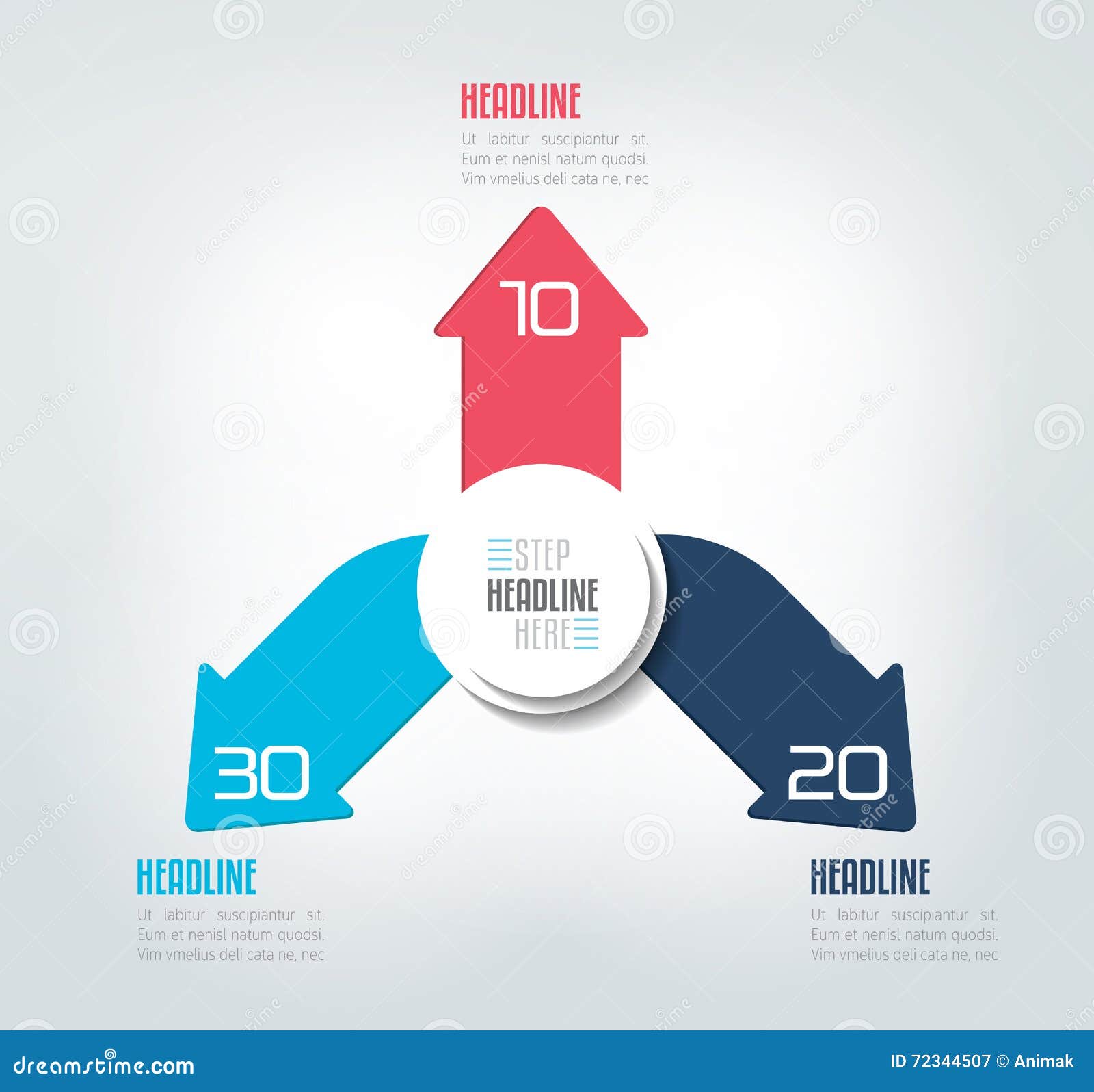 3 Directions Colo Arrows Design Diagram, Chart, Template, Infographic ...