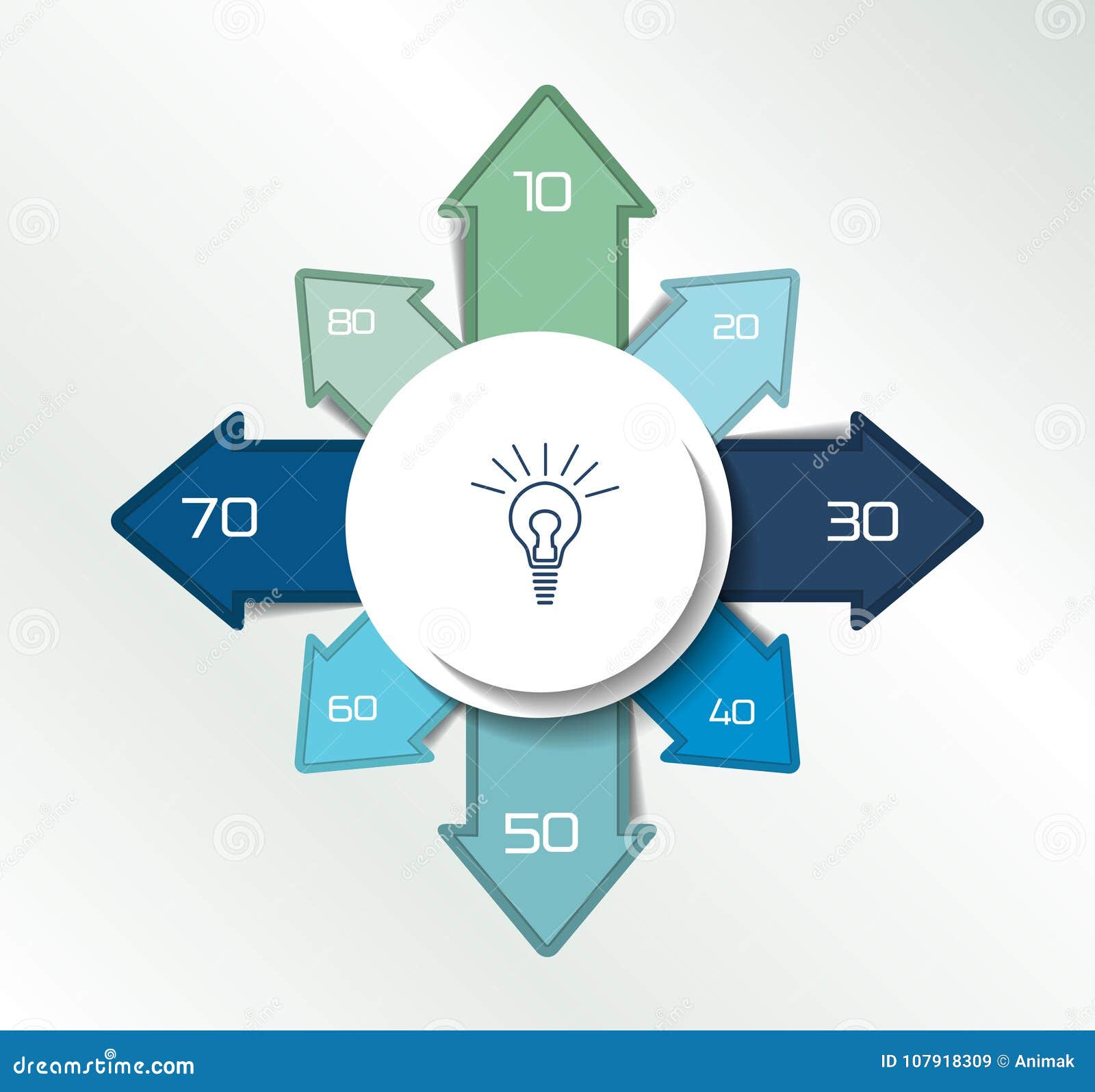 Six Directions Color Arrows Design Diagram, Chart, Template ...