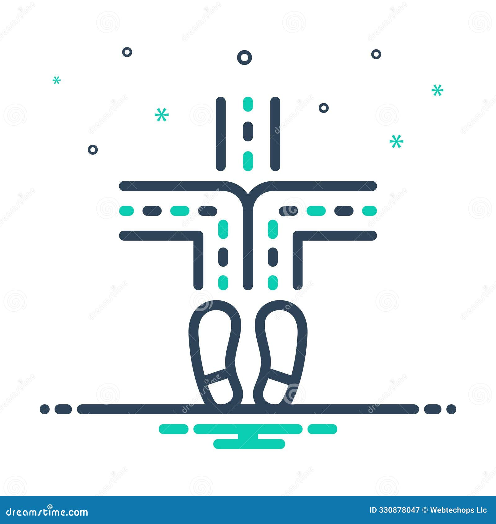 Mix Icon for Directions, Intersection and Footstep Stock Illustration ...