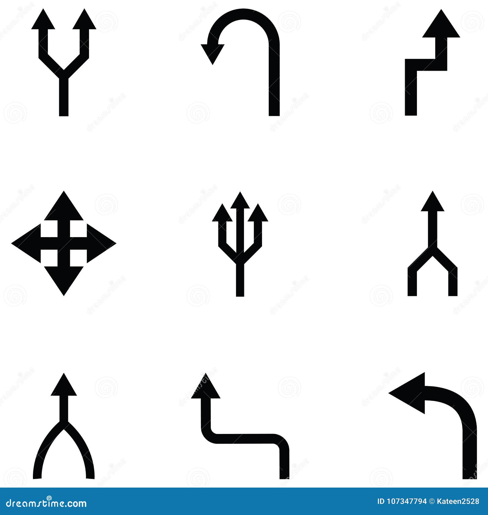 Directions icon set stock vector. Illustration of turn - 107347794