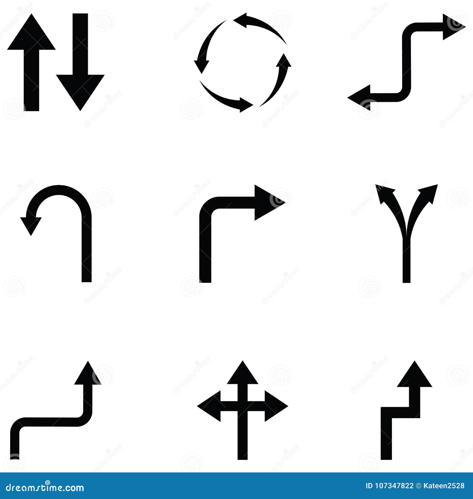 Directions icon set stock vector. Illustration of black - 107347822