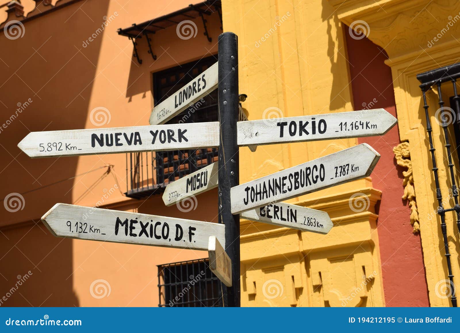 Directions Pole in South America with Distances Stock Image - Image of ...