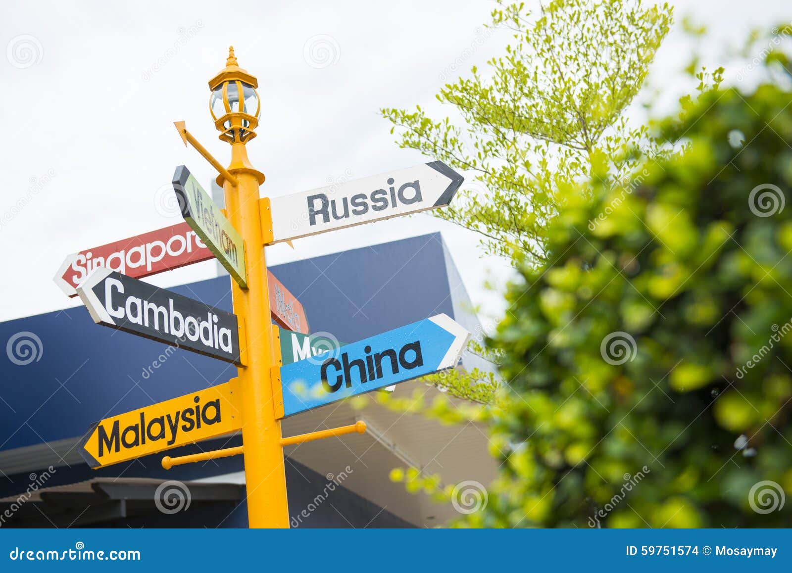 Directions Signpost To Many Different Countries Stock Photo - Image of ...