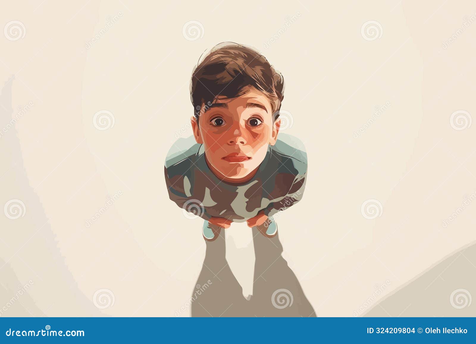 A Directly Above of Kid Looking at Camera Stock Image Isolated Vector ...