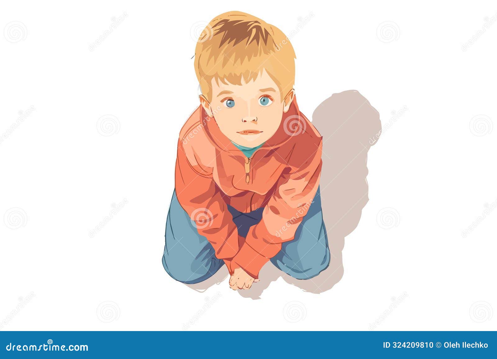 A Directly Above of Kid Looking at Camera Stock Image Isolated Vector ...