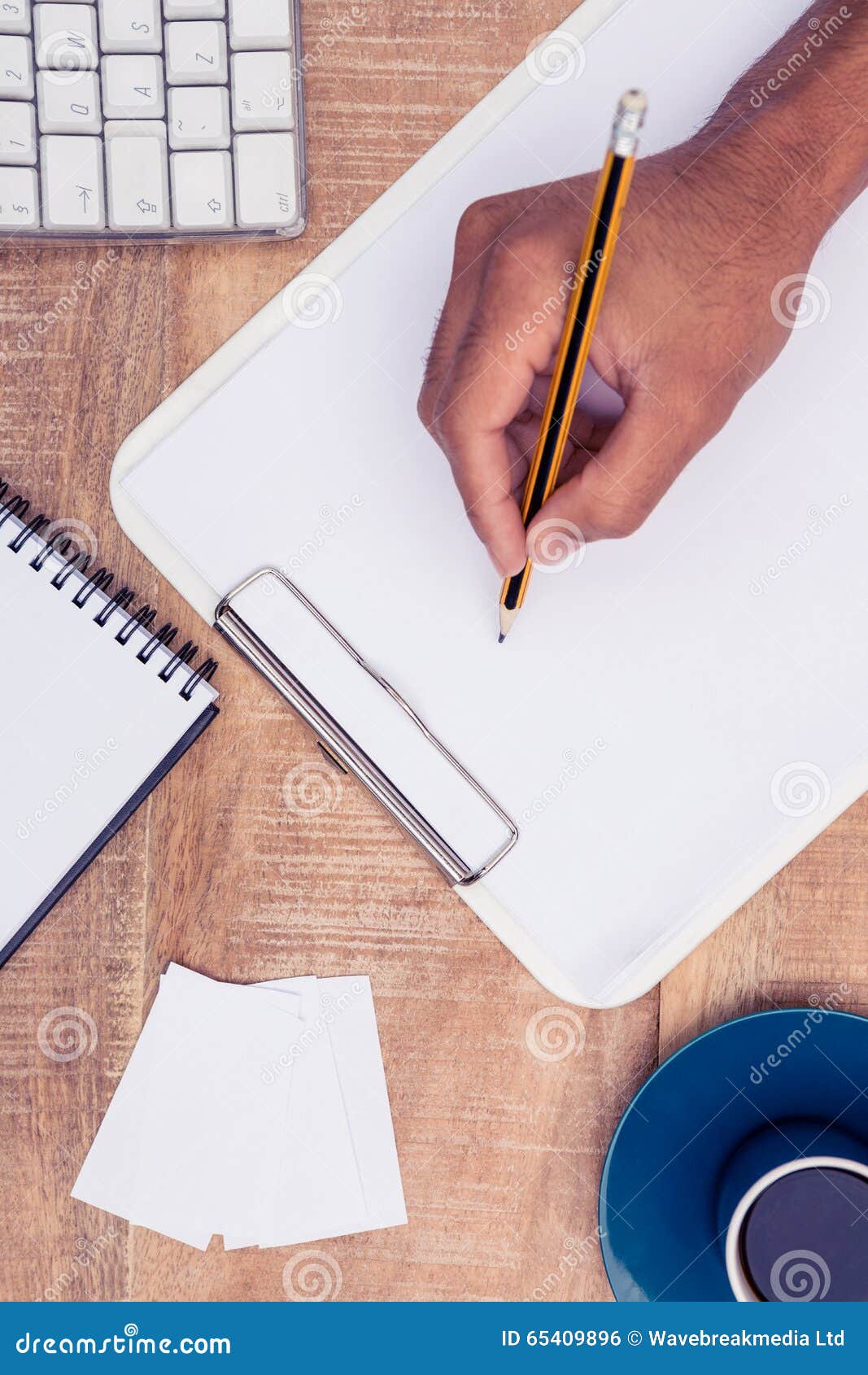 Directly Above Shot of Businessman Writing on Notebook Stock Photo ...
