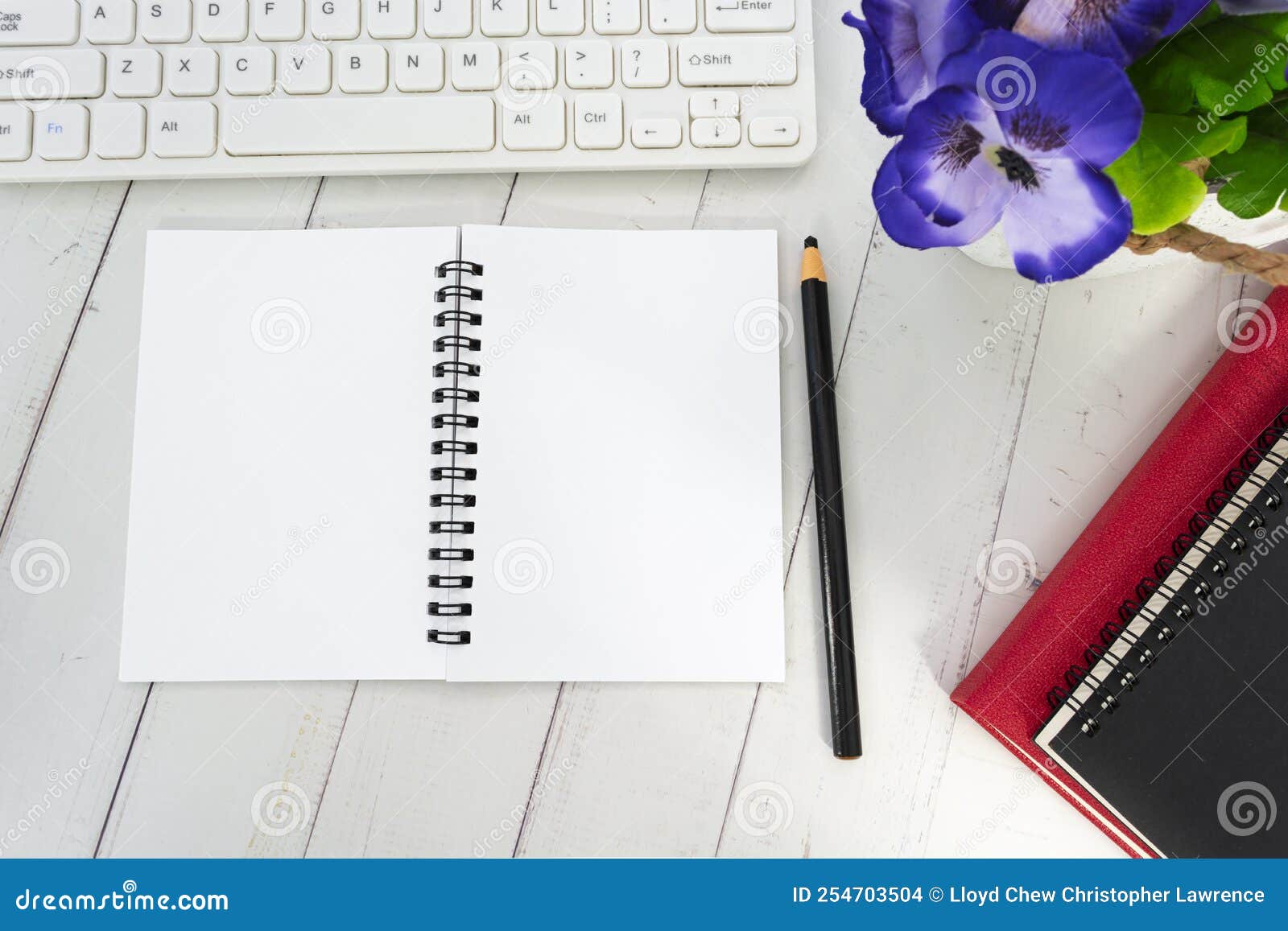 Directly Above View of Office Desk Table. Copy Space. Stock Photo ...