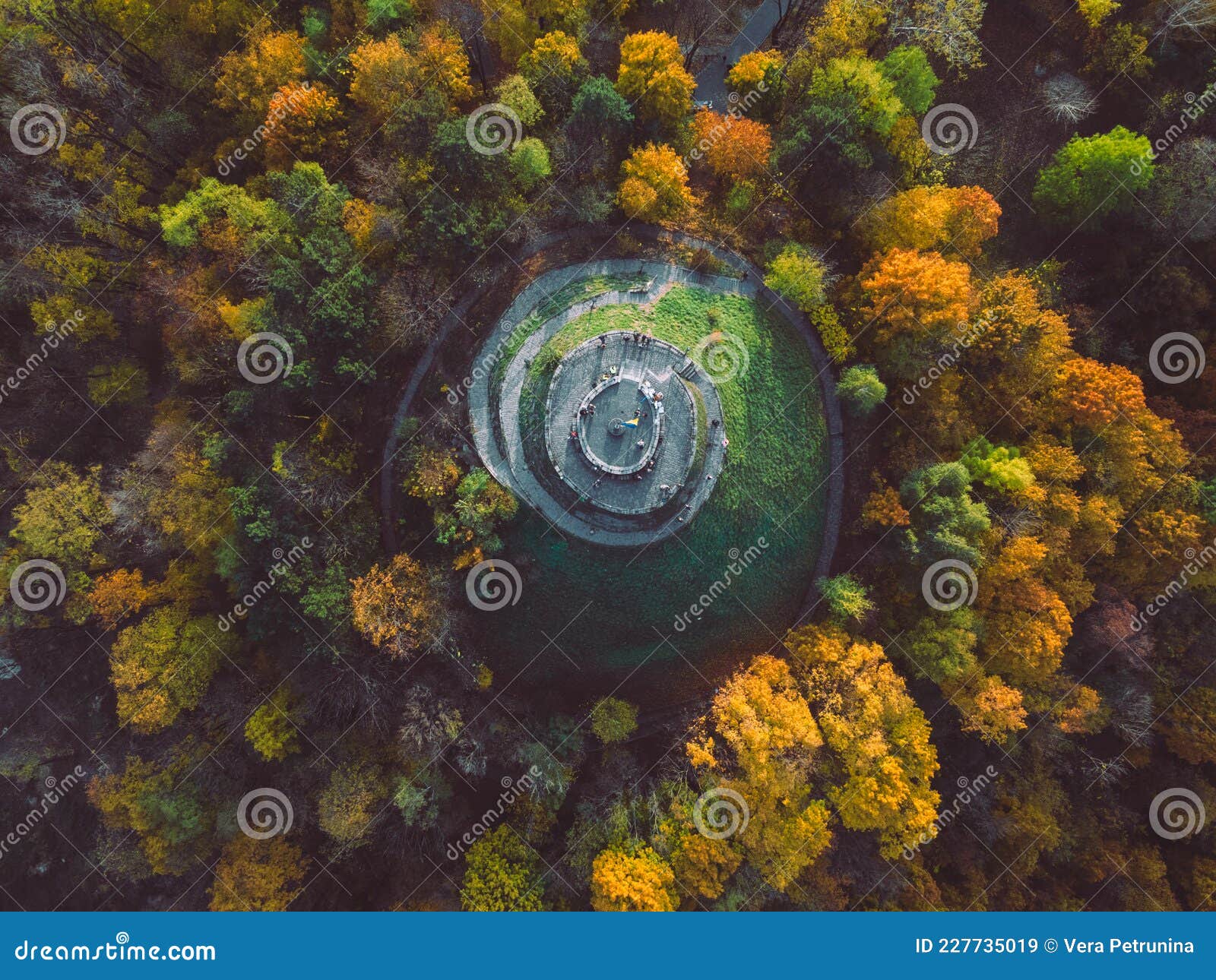 Directly Above View of Public Park with Observation Desk Stock Image ...