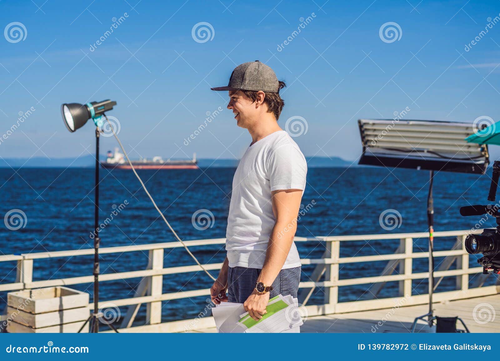 Director on a Musical Clip Production Set Working with a Mood of the ...