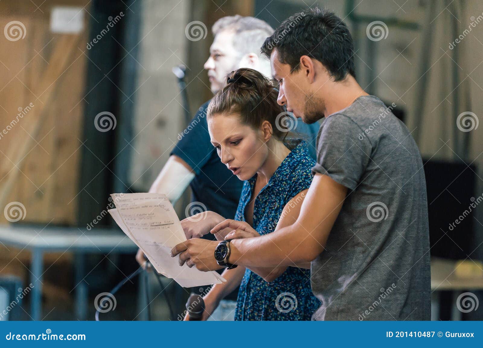 Director Rehearses the Play with Actors According To the Script Stock ...