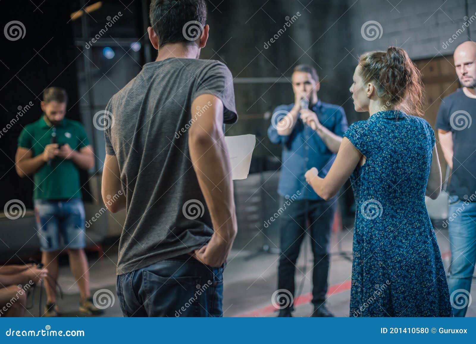 Director Rehearses the Play with Actors According To the Script Stock ...