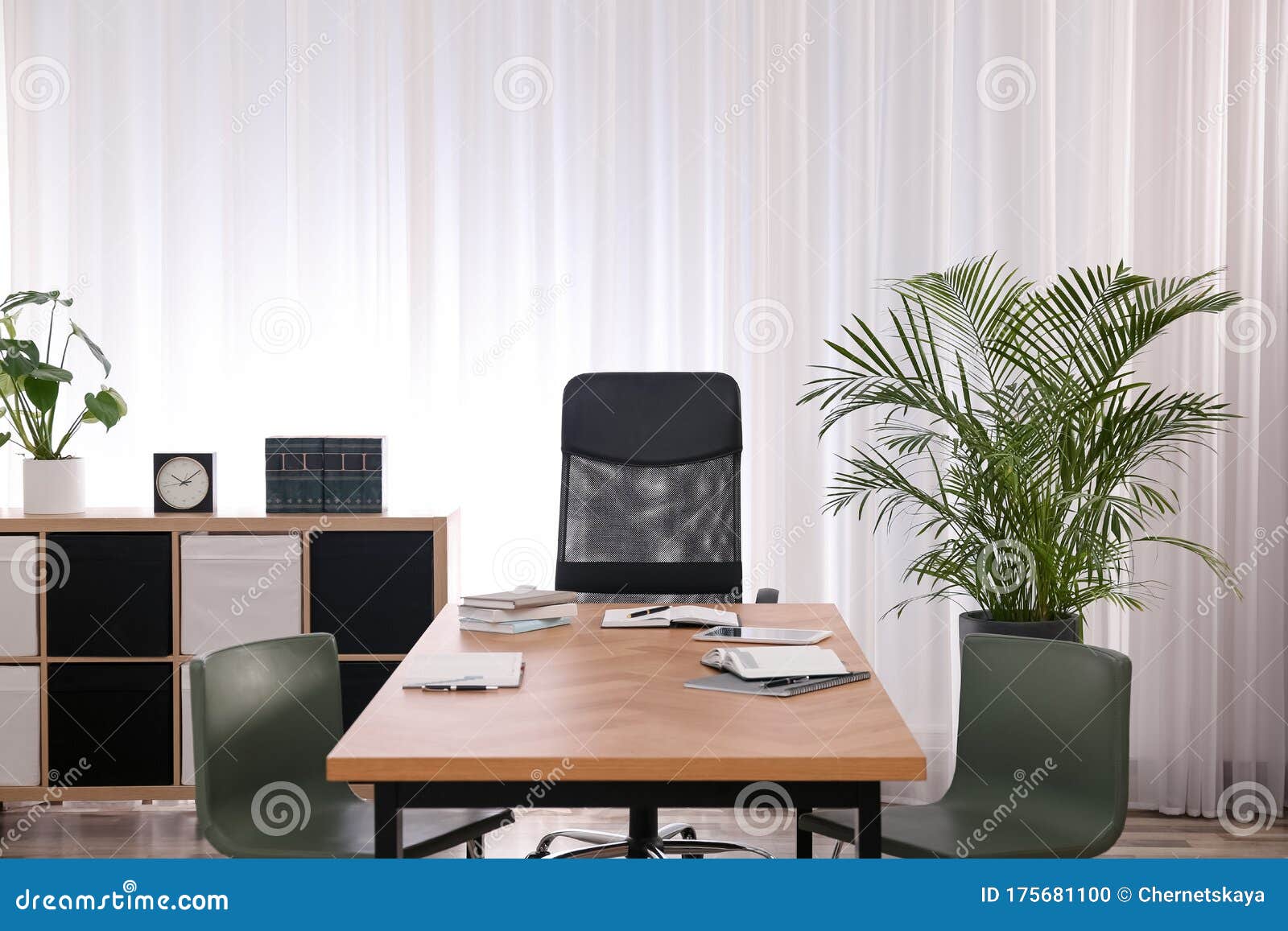 Director`s Office with Large Table. Interior Design Stock Photo - Image ...