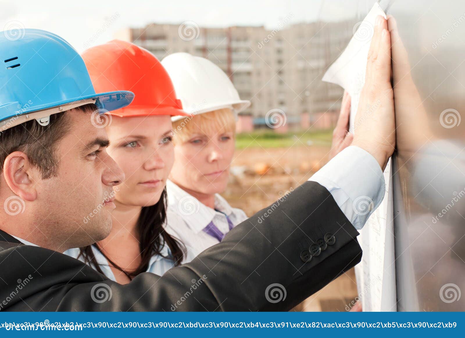 Director with Subordinates on Construction Site Stock Image - Image of ...