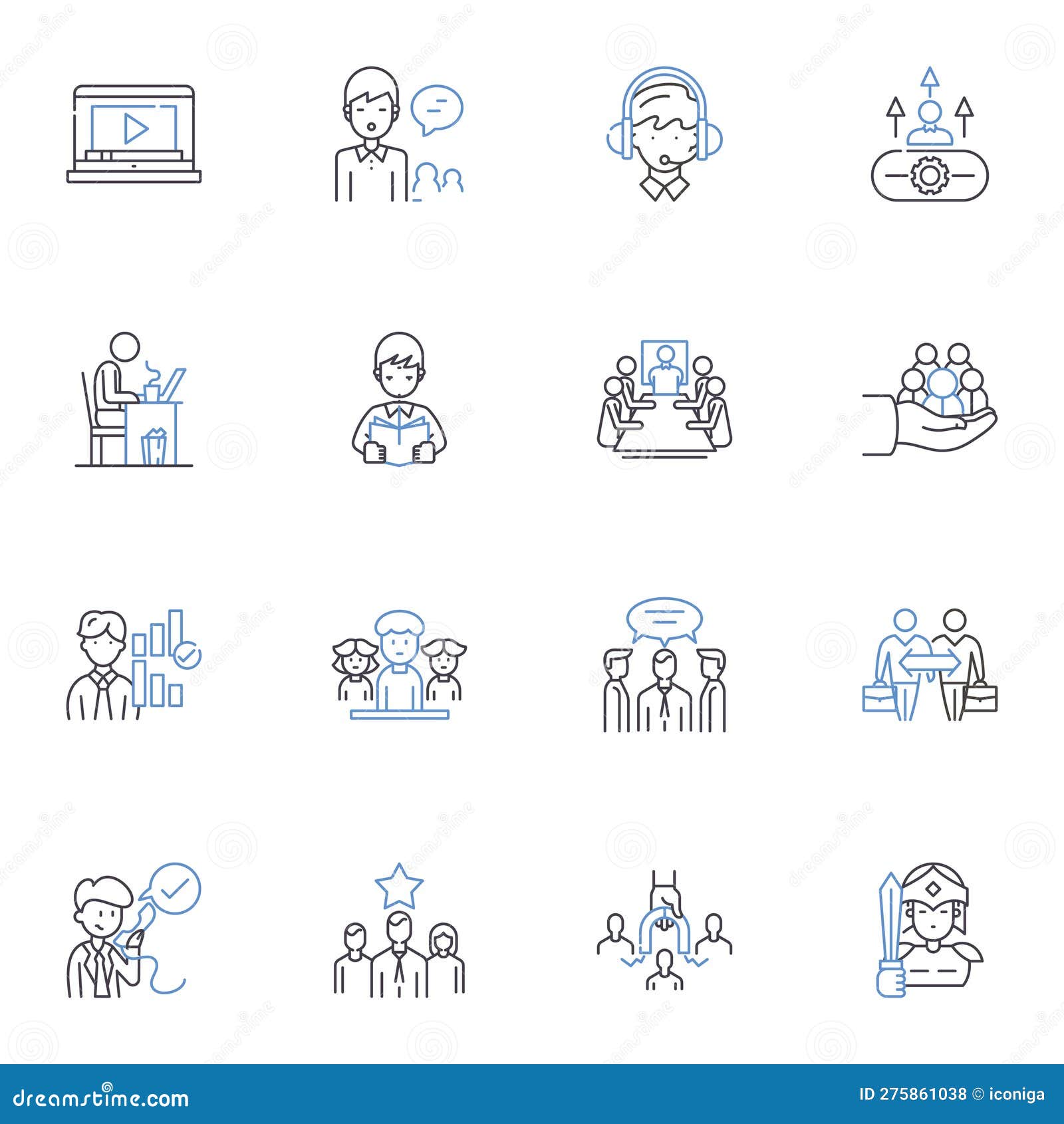 Directorial and Calling Line Icons Collection. Visionary, Commanding ...