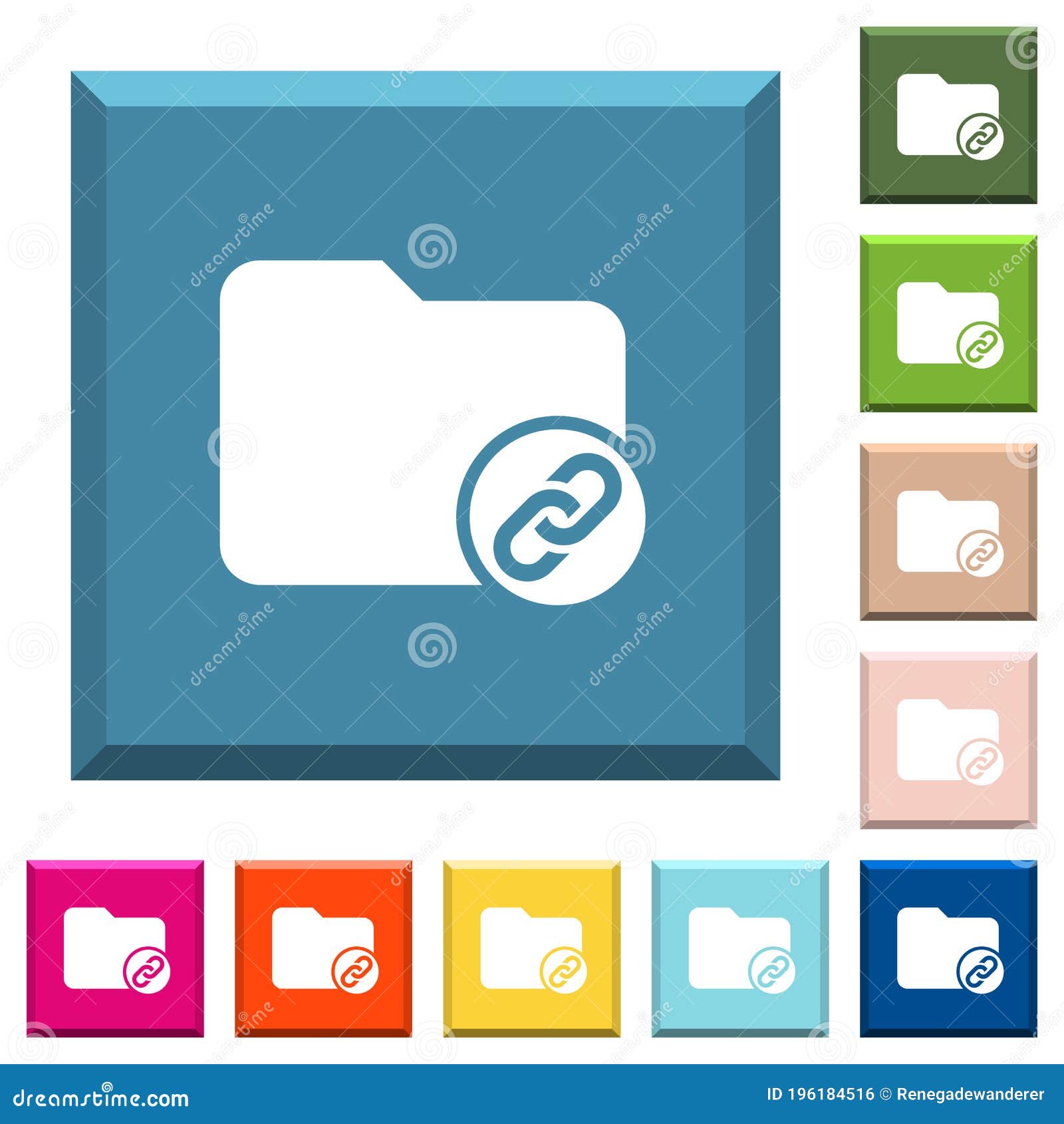 Directory Attachment White Icons on Edged Square Buttons Stock Vector ...