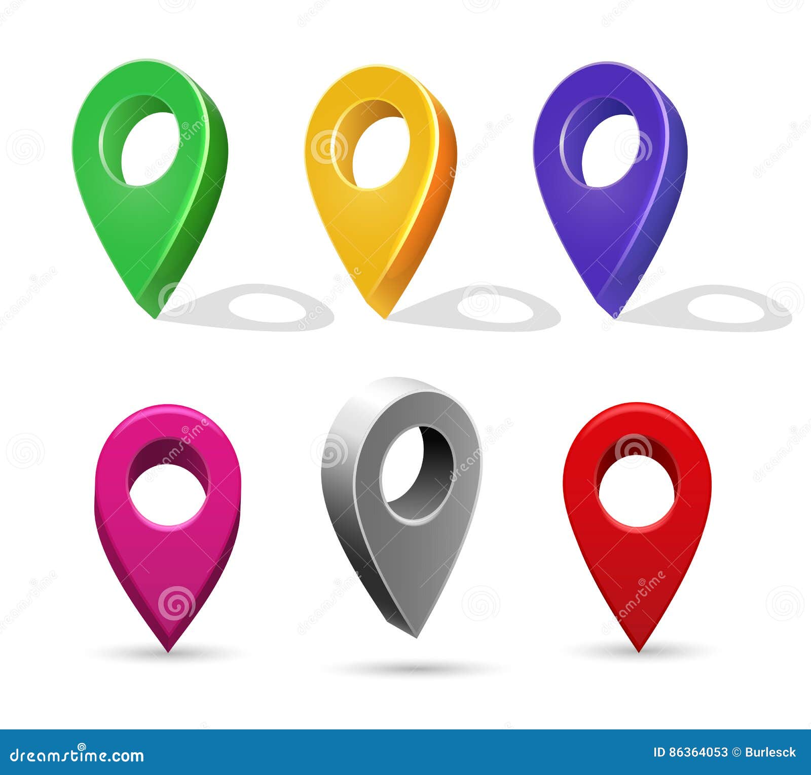 Directory 3d Pointer Icons. Vector Mapping Pin Location Buttons ...