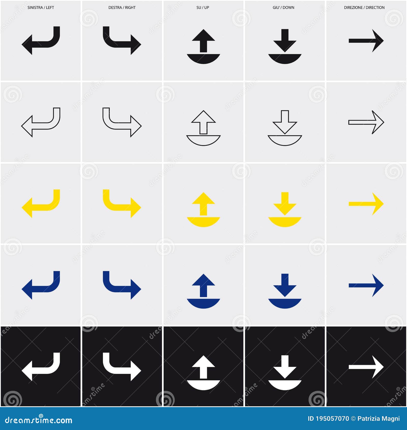 Set Of Five Symbols Arrow With Color Variant Royalty-Free Stock Image ...