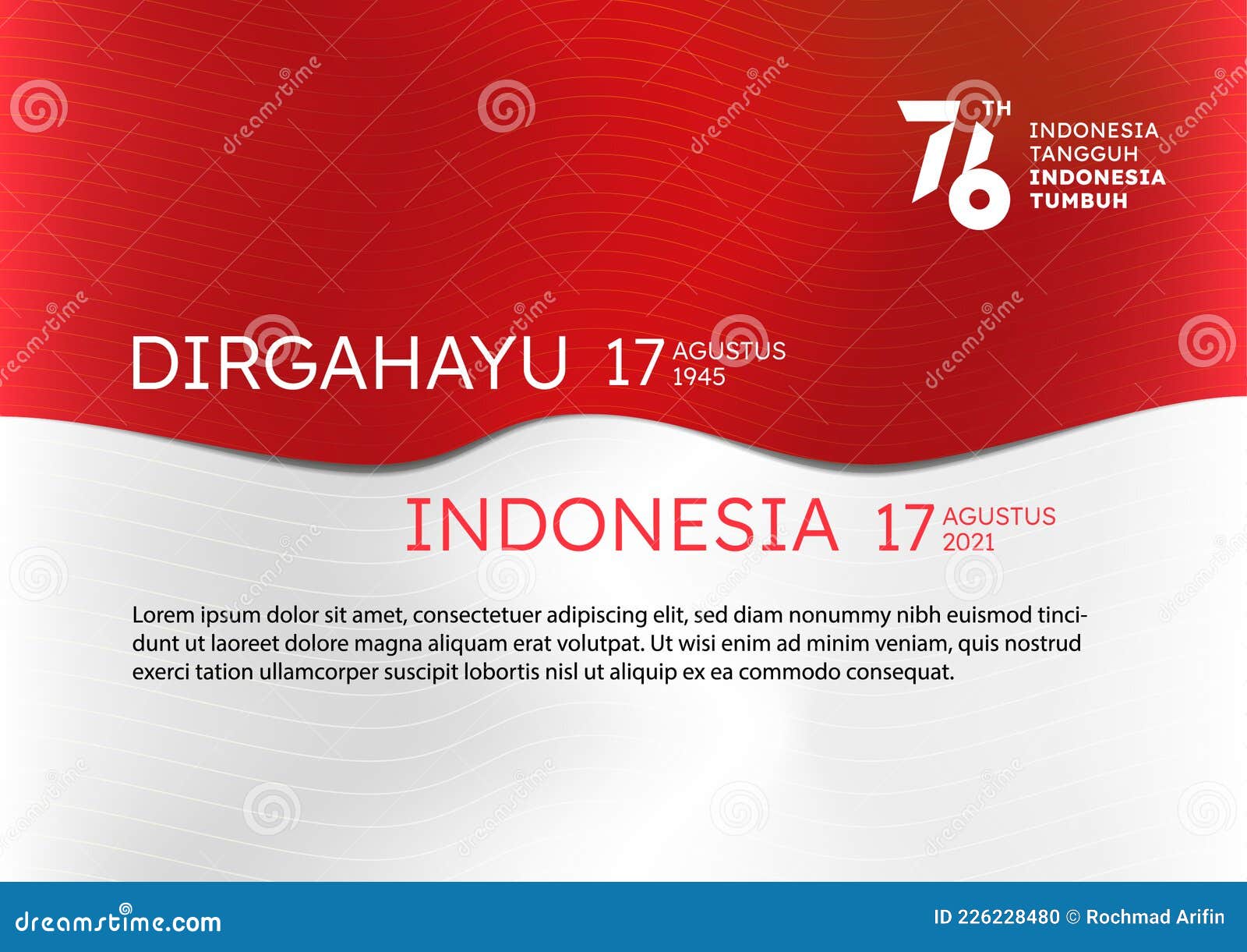 Dirgahayu RI with Red and White Background Stock Vector - Illustration ...