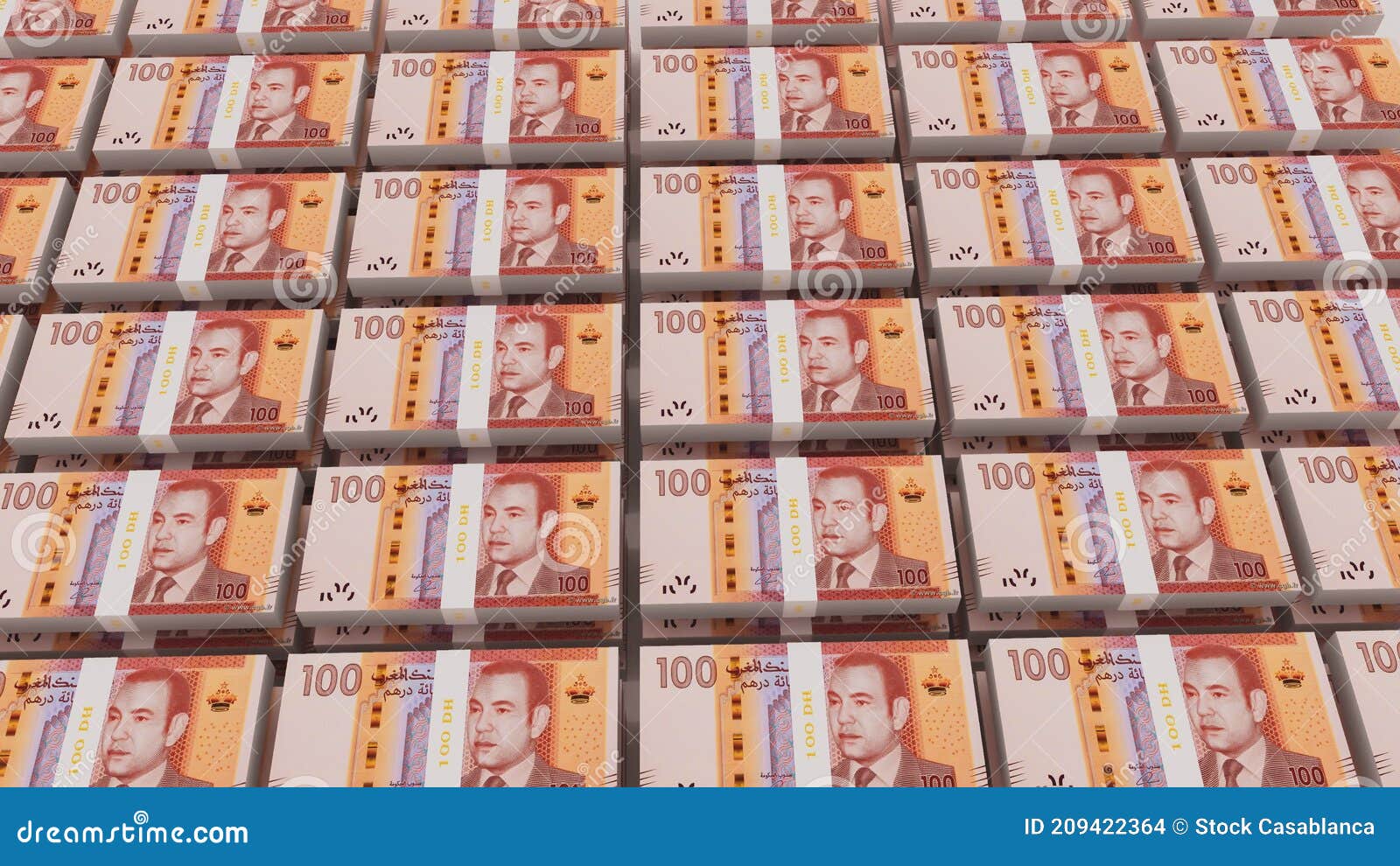 100 Dirham . Moroccan Dirhams Bills Stacks Background Stock ...