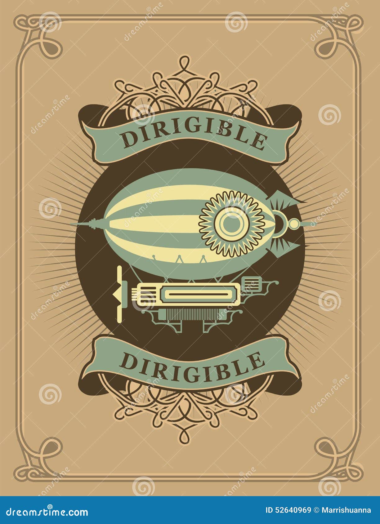 Dirigeable illustration de vecteur. Illustration du drapeau - 52640969