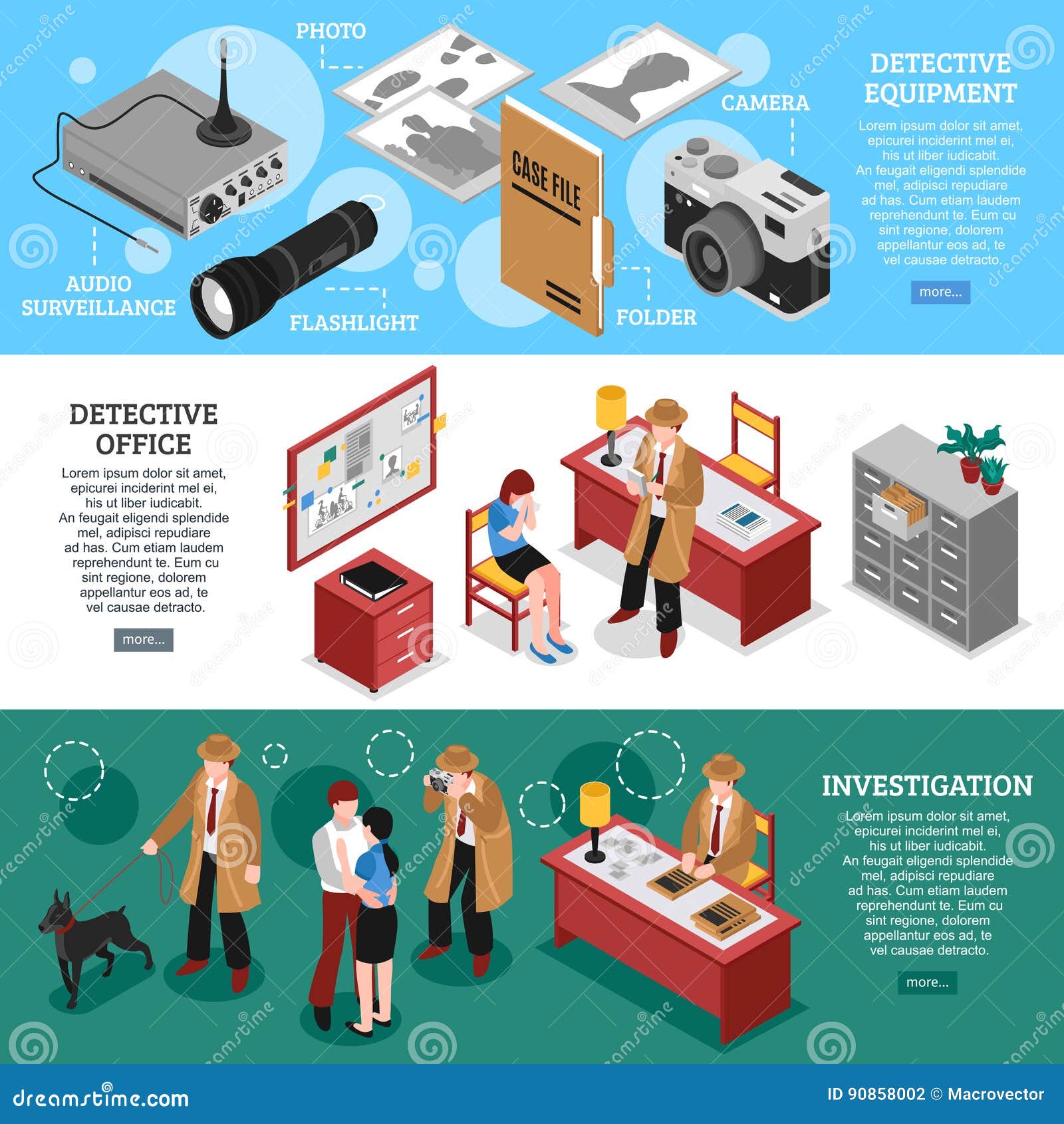 Dirigeant De Investigation Banners Collection Illustration de Vecteur ...