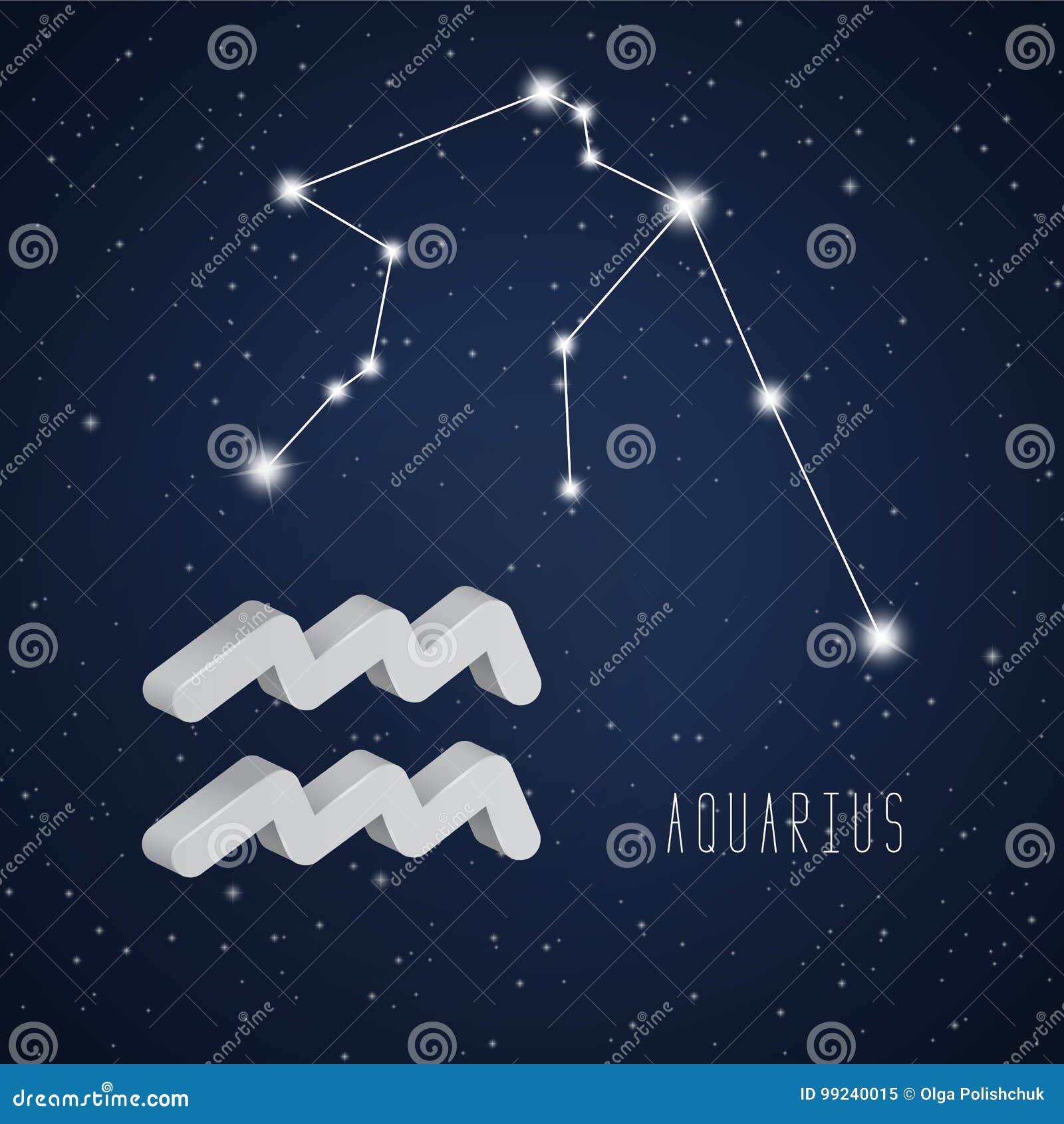 Dirigez L'illustration Du Symbole Et De La Constellation Du Verseau 3D Illustration de Vecteur ...