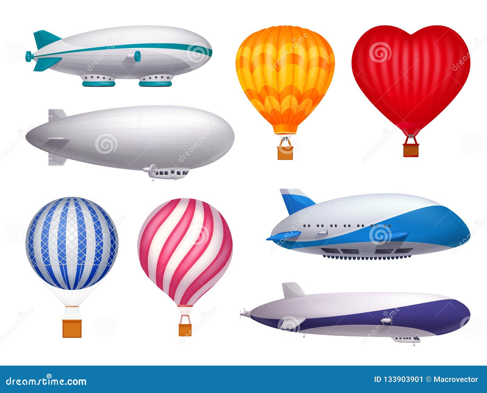 Dirigible Realistic Composition Cartoon Vector | CartoonDealer.com ...