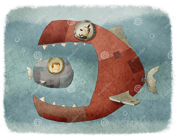 Big Fish Eating a Small Fish Stock Illustration - Illustration of ...
