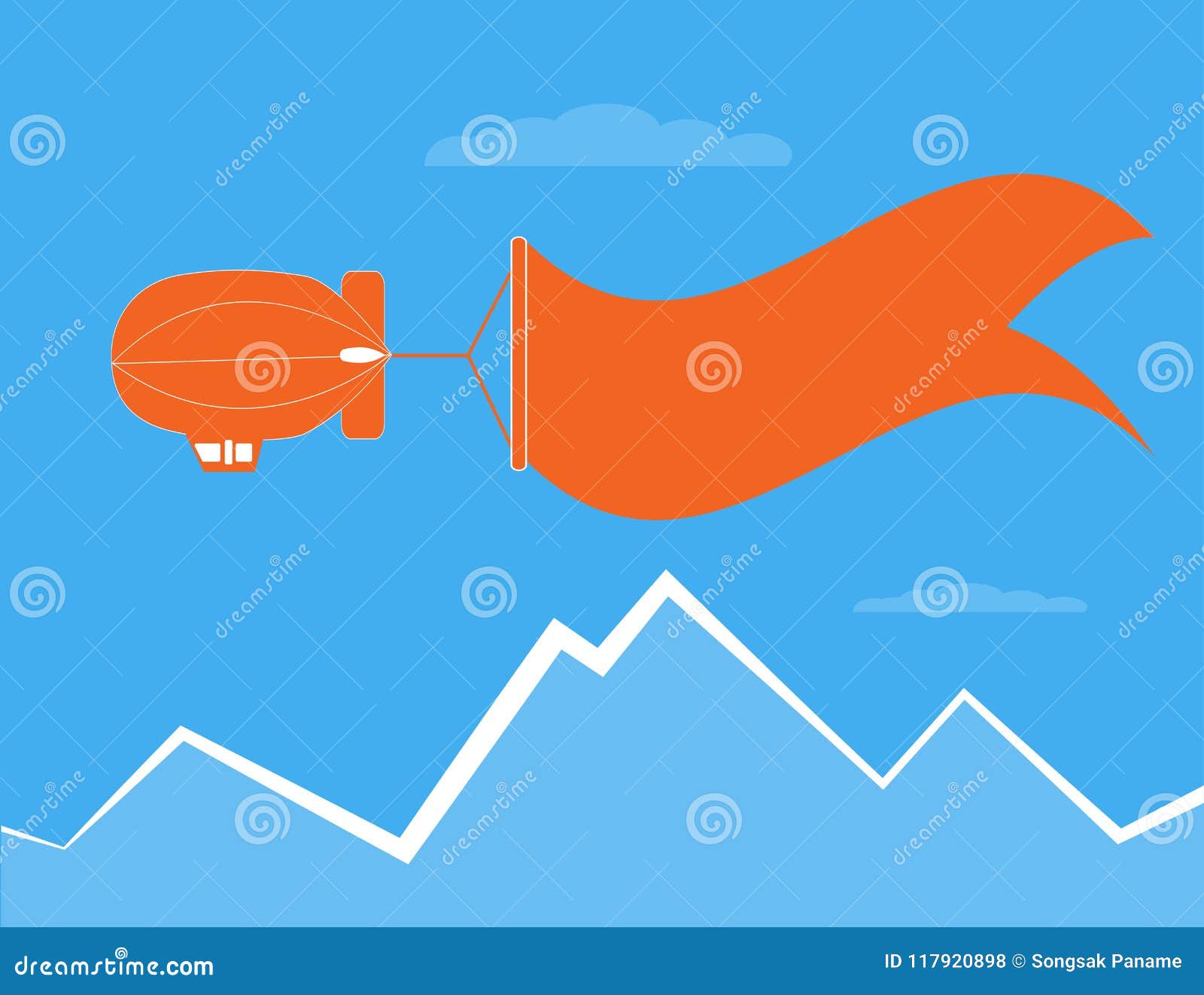 Dirigible Flying and Banner for Text Stock Vector - Illustration of ...