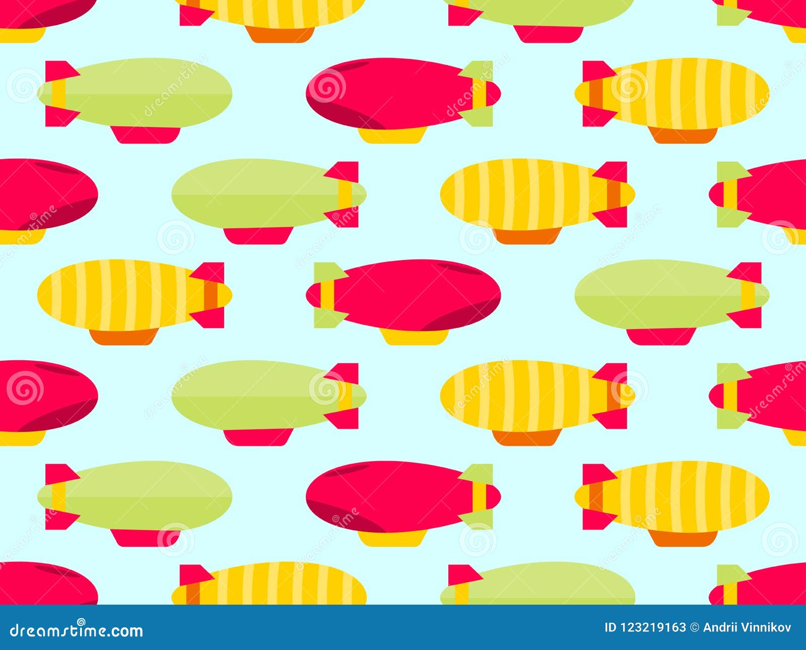 Dirigible Seamless Pattern. Colorful Airships. Background for Fabric Stock Vector - Illustration ...