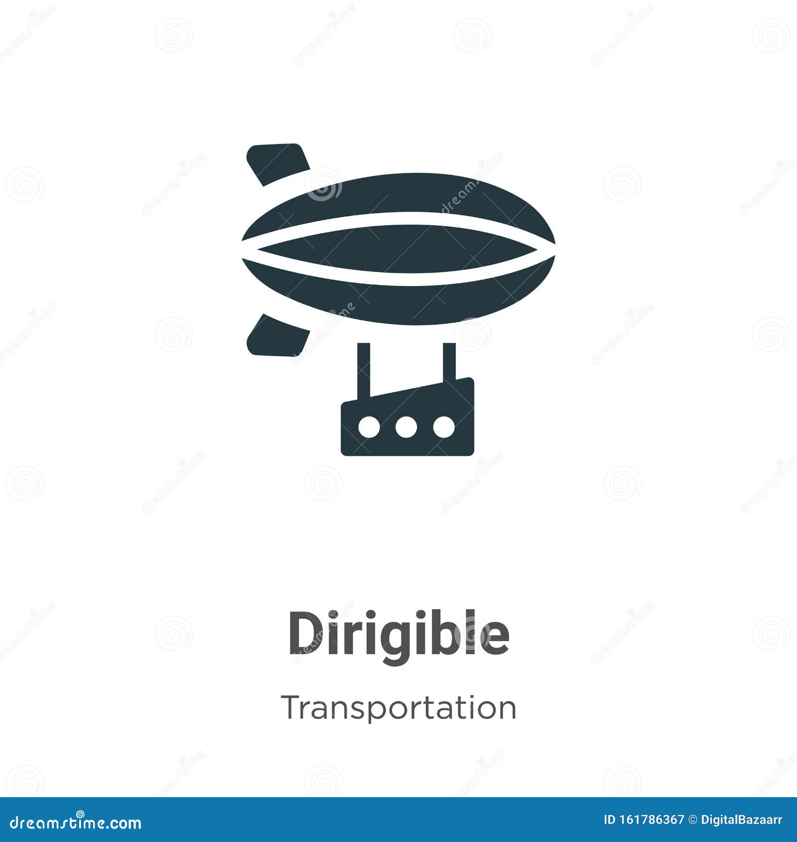 Dirigible Vector Icon on White Background. Flat Vector Dirigible Icon ...