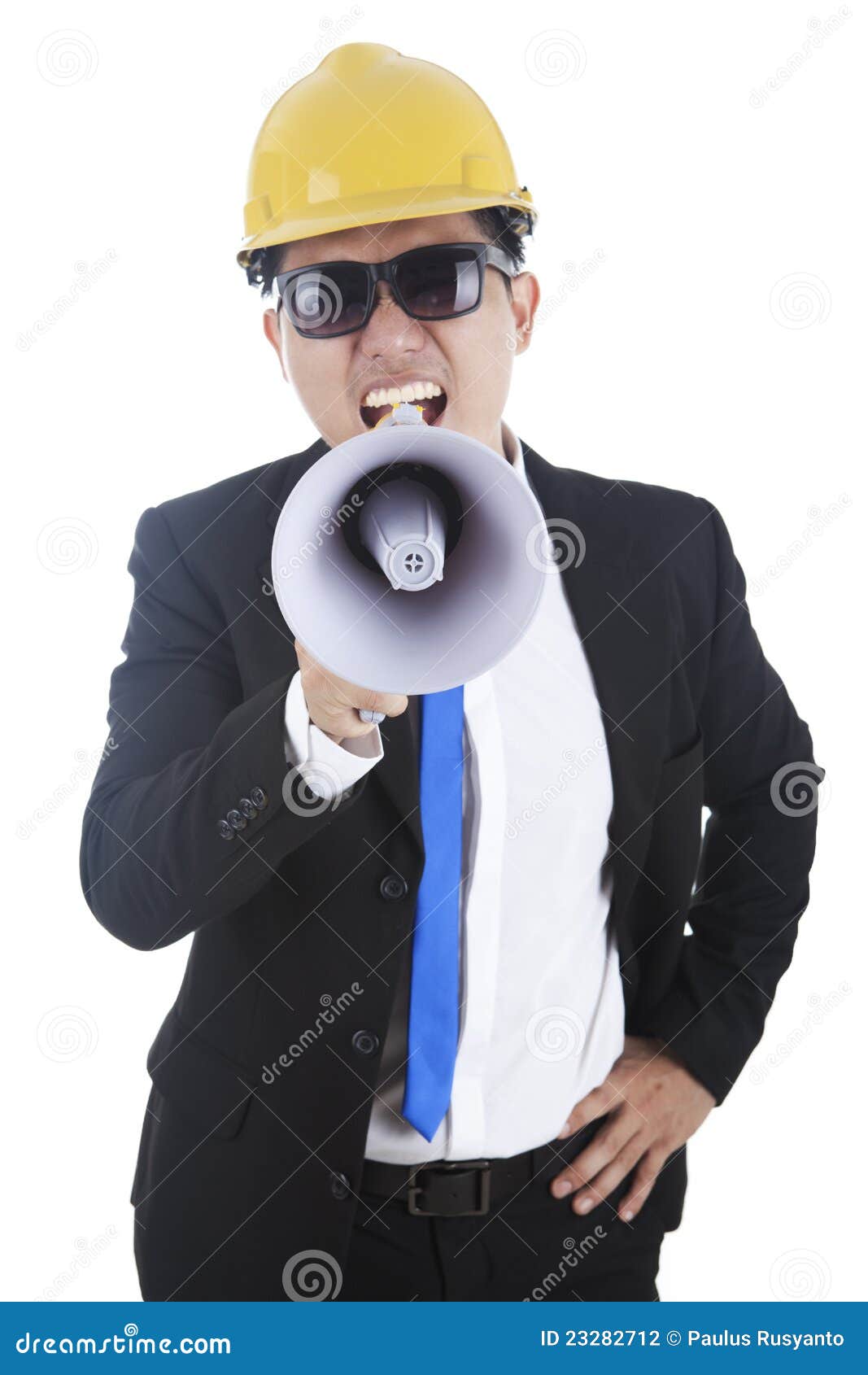 Dirija con el megáfono 1 foto de archivo. Imagen de hombre - 23282712