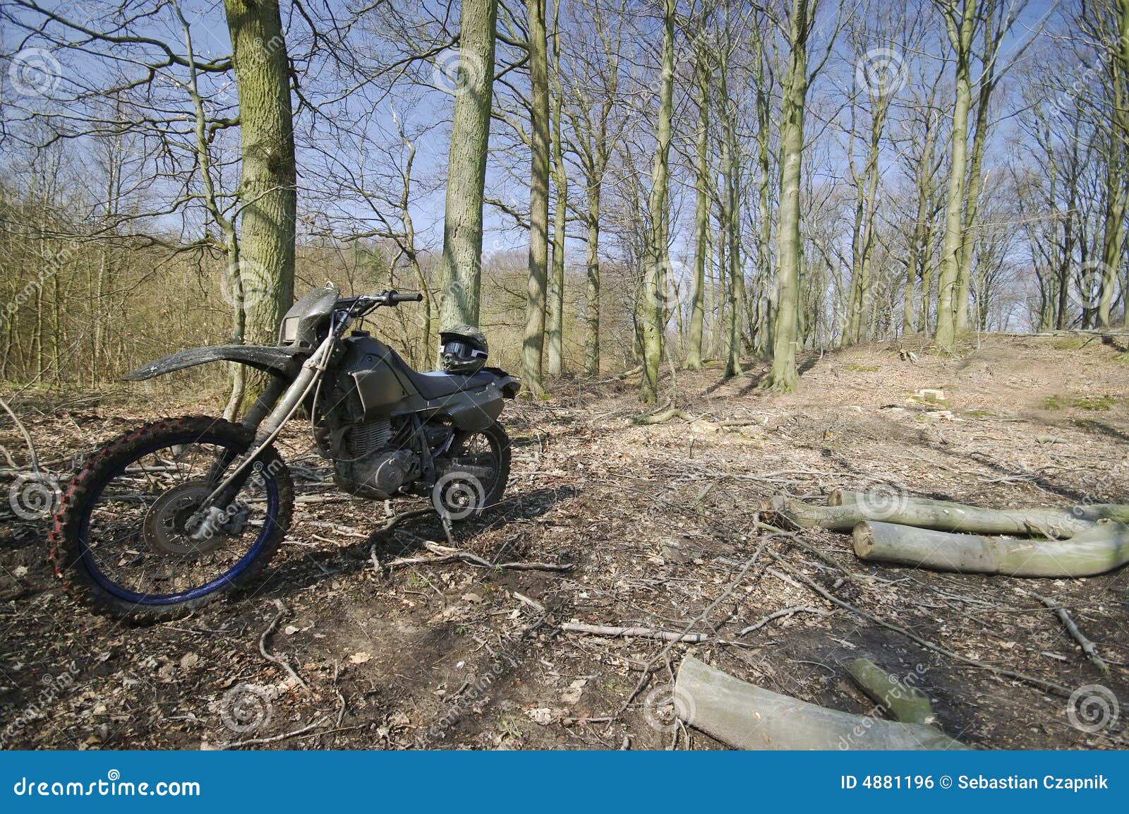 Dirt bike in forest stock photo. Image of motocross, yamaha - 4881196