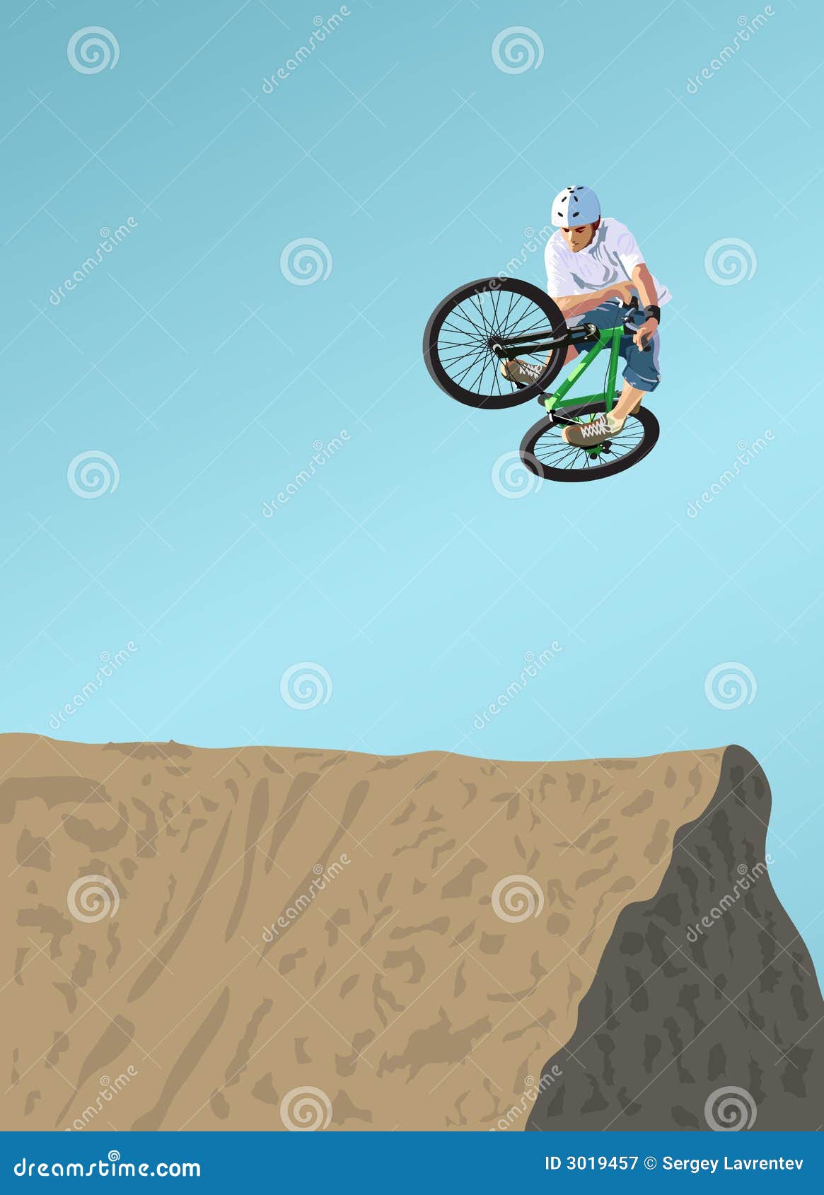 Dirt jumping stock vector. Illustration of bike, helmet - 3019457