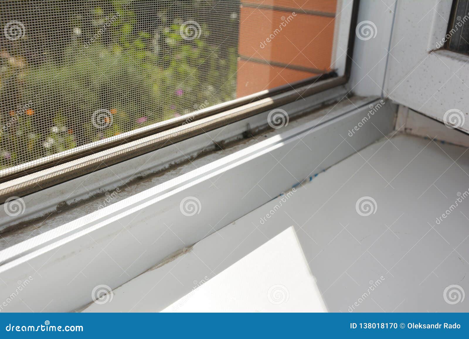 Dirt in Open Window with Mosquito Net Need To Clean Stock Photo - Image ...