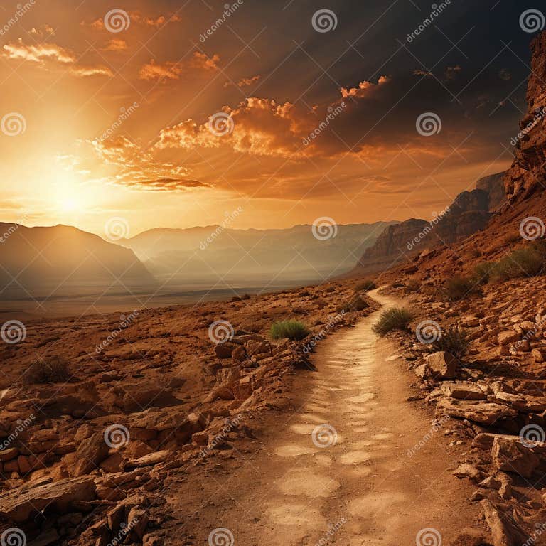 A dirt path in a desert stock illustration. Illustration of desert ...