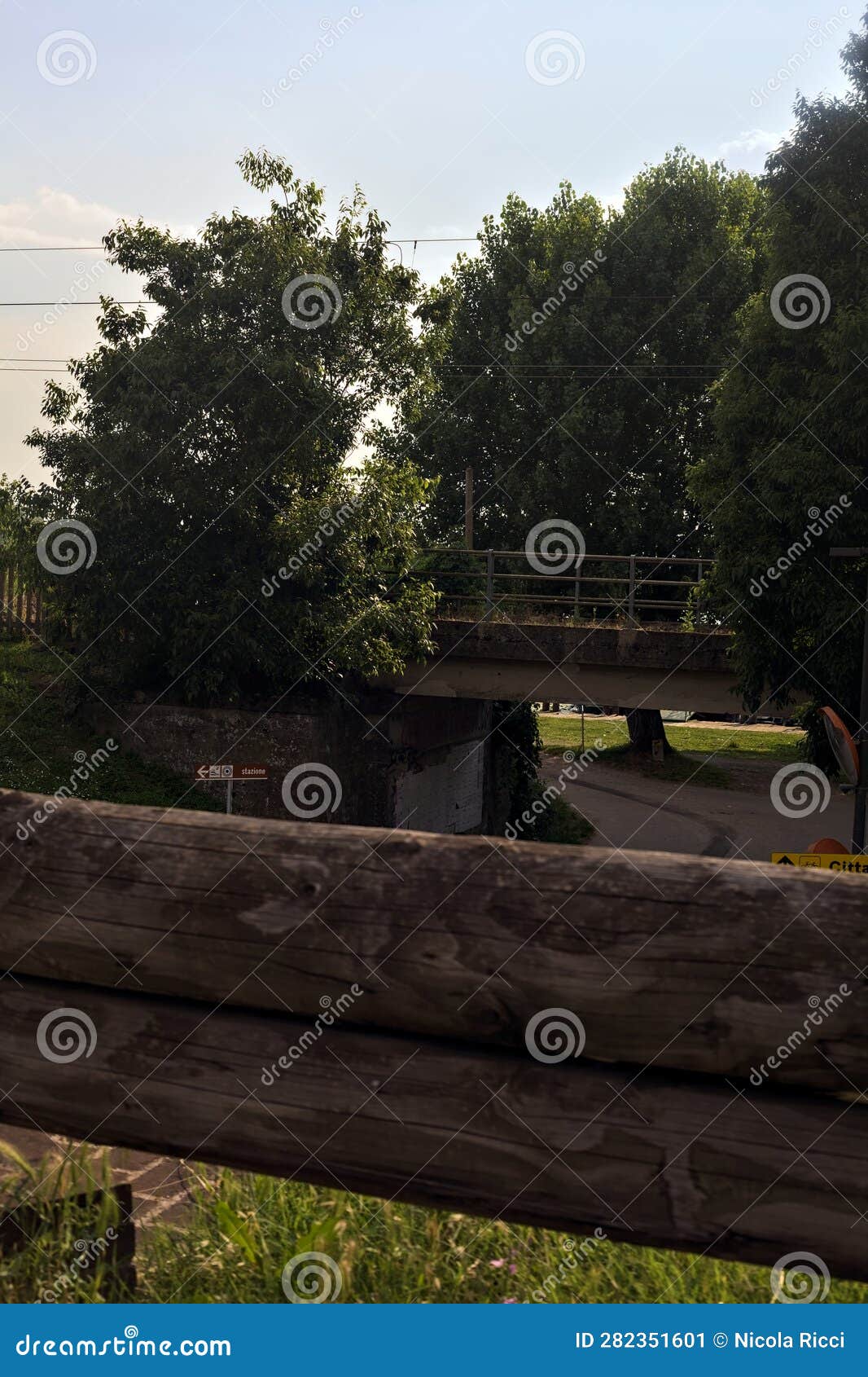 Dirt Path Under a Bridge in a Park Seen from Above at Sunset Stock ...