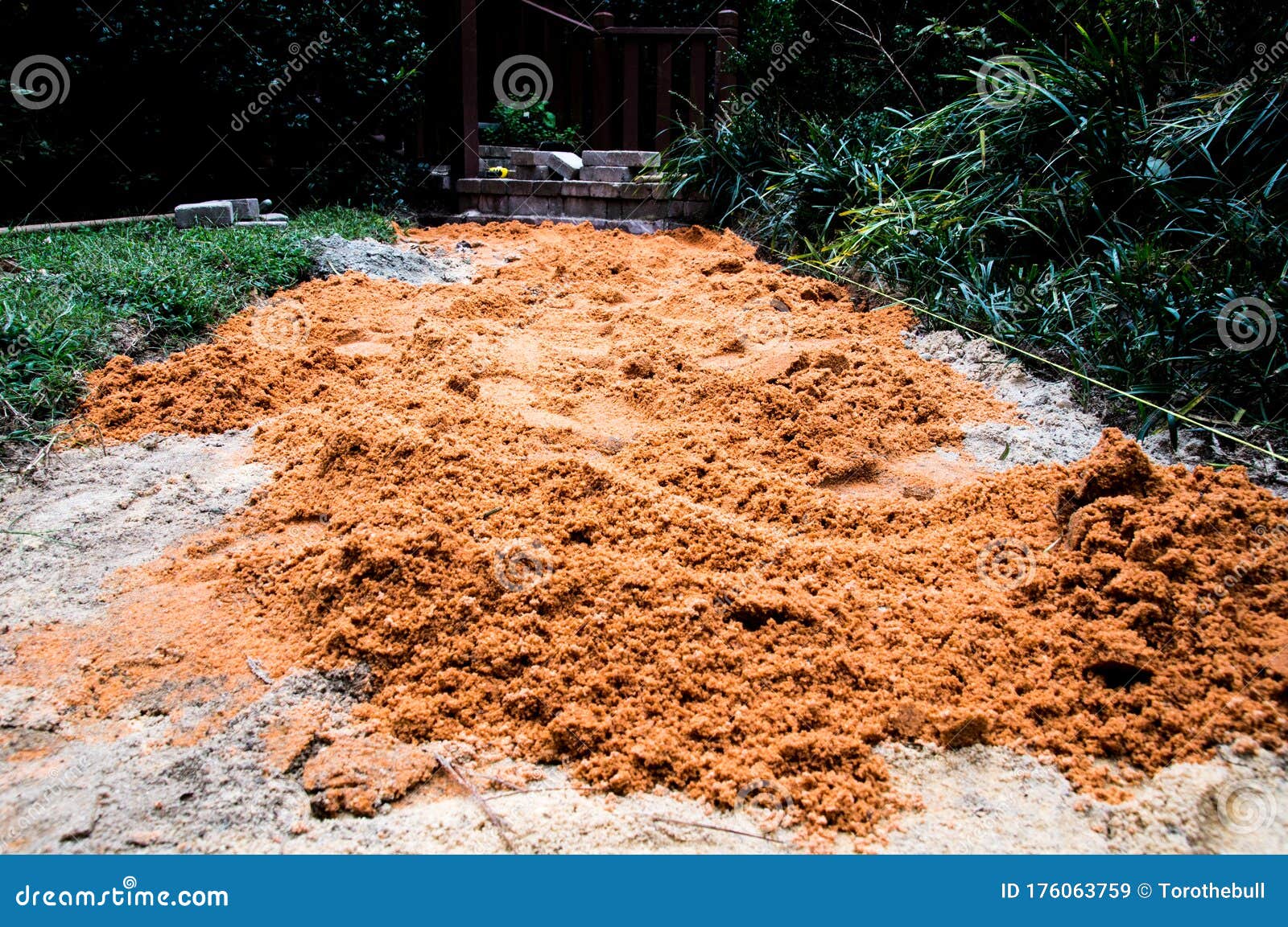 Dirt Pile at a Working Construction Area Stock Image - Image of green ...