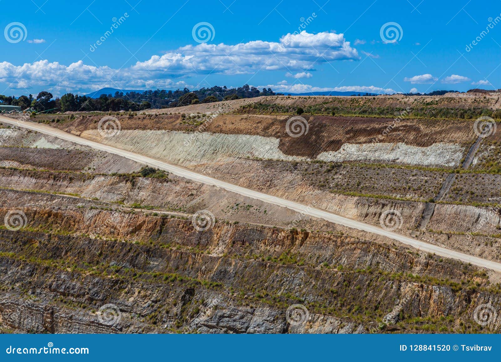 Dirt Road Down To the Bottom of Limestone Mine. Stock Photo - Image of ...