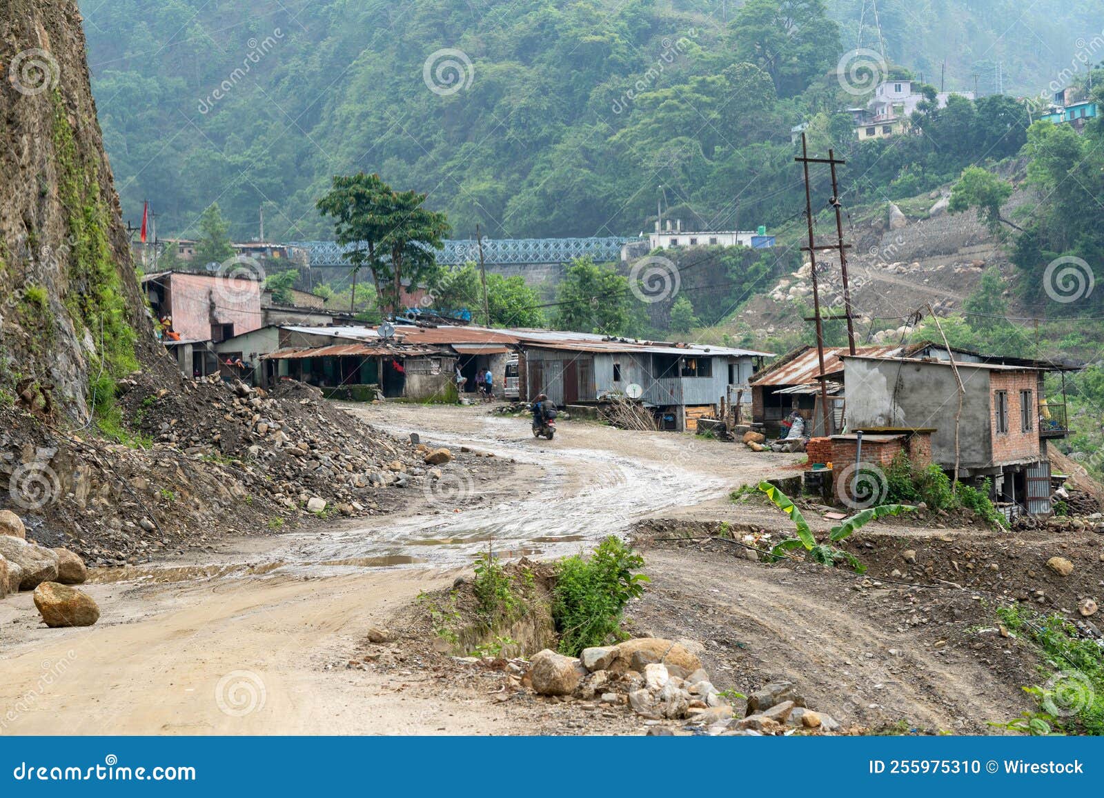 Dirt Road that Goes through a Village on the Edge of a Cliff Stock ...